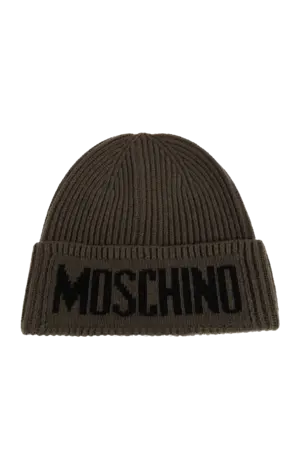 Moschino Ribbed Logo Beanie - Green