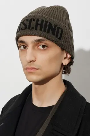 Moschino Ribbed Logo Beanie
