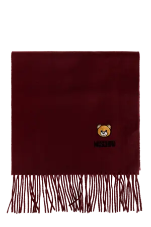 Moschino Wool Scarf With Fringes - Burgundy