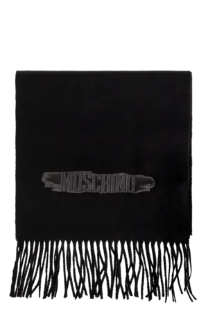 Moschino Wool Scarf With Fringes - Black