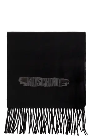 Moschino Wool Scarf With Fringes - Black