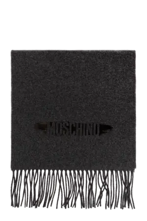 Moschino Wool Scarf With Fringes - Grey