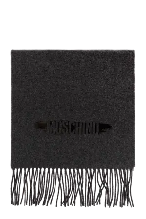 Moschino Wool Scarf With Fringes - Grey