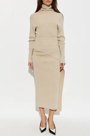 LANVIN Wool Dress With Waist Appliqu