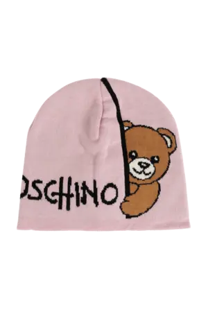 Moschino Beanie With Bear And Logo Detail - Pink