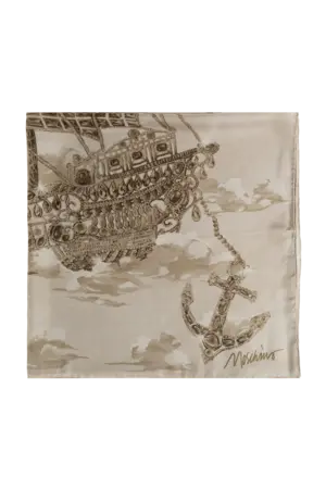 Moschino Silk Scarf With Print - Beige