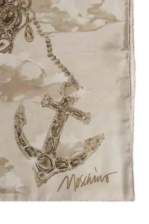 Moschino Silk Scarf With Print - Beige