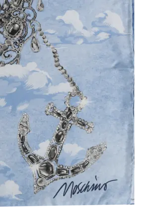 Moschino Silk Scarf With Print - Blue