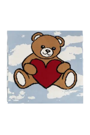 Moschino Scarf With A Characteristic Teddy Bear Motif - Blue