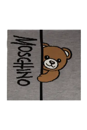 Moschino Scarf With A Characteristic Teddy Bear Motif - Grey