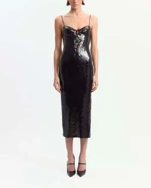 16Arlington Che Sequin Midi Dress - Chocolate