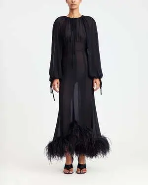 16Arlington Davis Midi Dress With Feather Trim