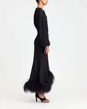 16Arlington Davis Midi Dress With Feather Trim