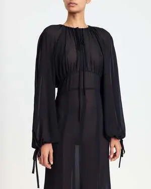 16Arlington Davis Midi Dress With Feather Trim