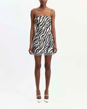 16Arlington Connie Mini Dress Print Chiffon With Lace Trim - Zebra