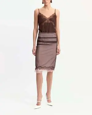 16Arlington Hedda Midi Skirt - Chocolate