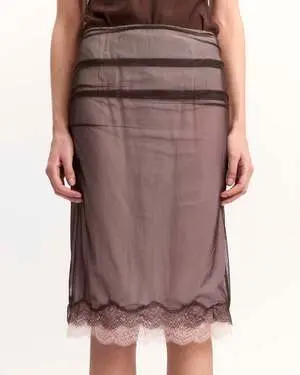 16Arlington Hedda Midi Skirt - Chocolate