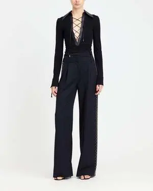 16Arlington Ivlia High-waisted Wide-leg Trousers With Crystal Embellishments