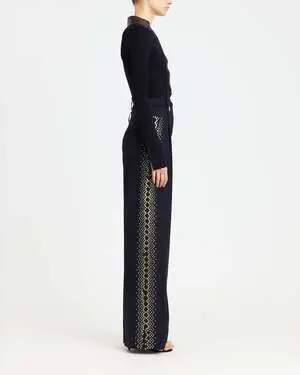 16Arlington Ivlia High-waisted Wide-leg Trousers With Crystal Embellishments