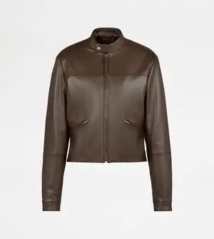 TOD'S Biker Jacket In Leather - Brown