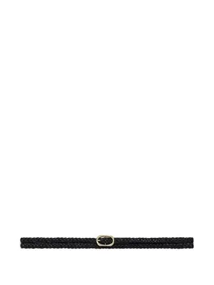 ANINE BING Braided Leather Belt With Gold Buckle - Black