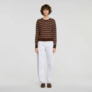 Sandro Striped Wool Sweater With Trompe-l'ail Neckline