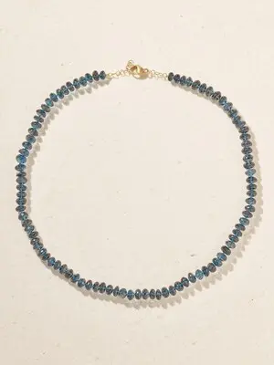 Jia Jia 14-karat Gold Beaded Topaz Necklace - Blue