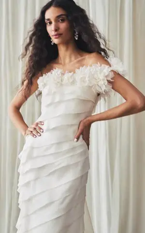 ALEXANDRA PIJUT Patti Gown In Ivory Satin Face Organza