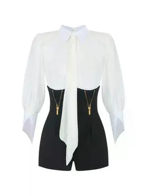 Elisabetta Franchi Georgette And Technical Fabric Romper Suit