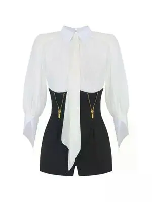 Elisabetta Franchi Georgette And Technical Fabric Romper Suit - White