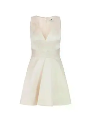 Elisabetta Franchi Duchess Satin Mini Dress With Feather Embellishment