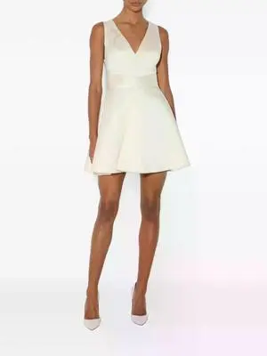 Elisabetta Franchi Duchess Satin Mini Dress With Feather Embellishment