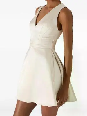 Elisabetta Franchi Duchess Satin Mini Dress With Feather Embellishment