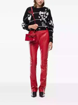 Pinko Intarsia-knit Sequin-embellished Crew Neck Sweater - Black