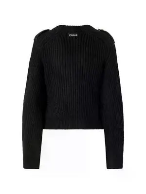 Pinko Ribbed-knit Epaulette Sweater - Black