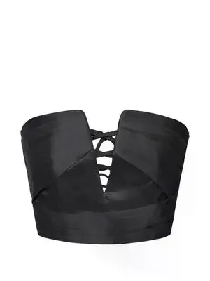Elisabetta Franchi Gazar Off-the-shoulder V-neck Top With Tulle Veil