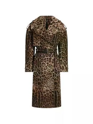 Dolce & Gabbana Double-breasted Leo-print Cotton Drill Coat