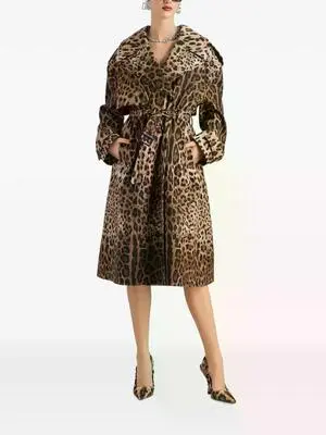 Dolce & Gabbana Double-breasted Leo-print Cotton Drill Coat