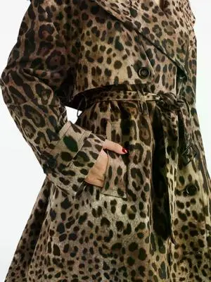 Dolce & Gabbana Double-breasted Leo-print Cotton Drill Coat