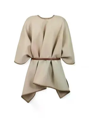 Max Mara Belted Whipstitch-trim Cape - Neutrals