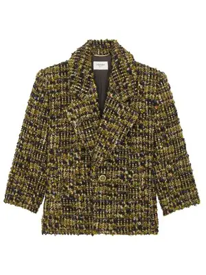 Saint Laurent Single-breasted Tweed Jacket - Green