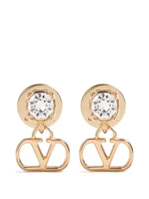 Valentino Garavani Vlogo Signature Earrings In Metal And Swarovski Crystal - Metallic