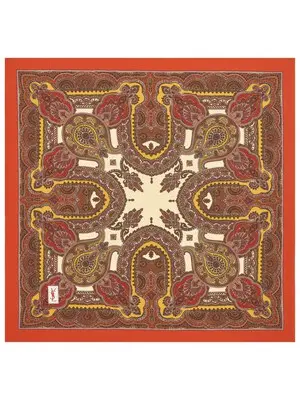 Saint Laurent Square Silk Twill Scarf With Paisley Pattern - Red