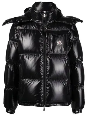 Moncler Short Down Jacket With Hood Montbeliard - Black