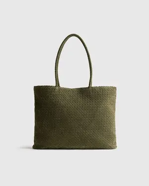 Quince Siena Suede Handwoven Tote - Olive