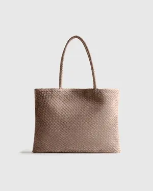 Quince Siena Suede Handwoven Tote - Pebble