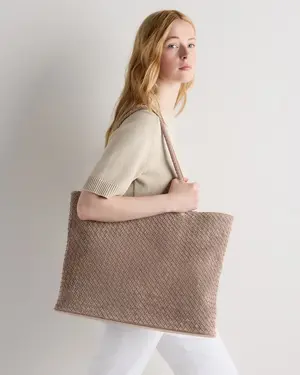 Quince Siena Suede Handwoven Tote - Pebble