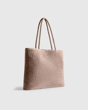 Quince Siena Suede Handwoven Tote - Pebble
