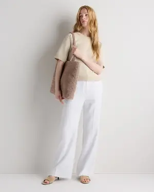 Quince Siena Suede Handwoven Tote - Pebble