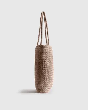 Quince Siena Suede Handwoven Tote - Pebble